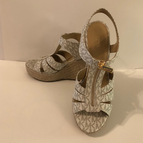 Michael Kors | Shoes | Berkley Mk Logo Zip Up Espadrille Wedges | Poshmark